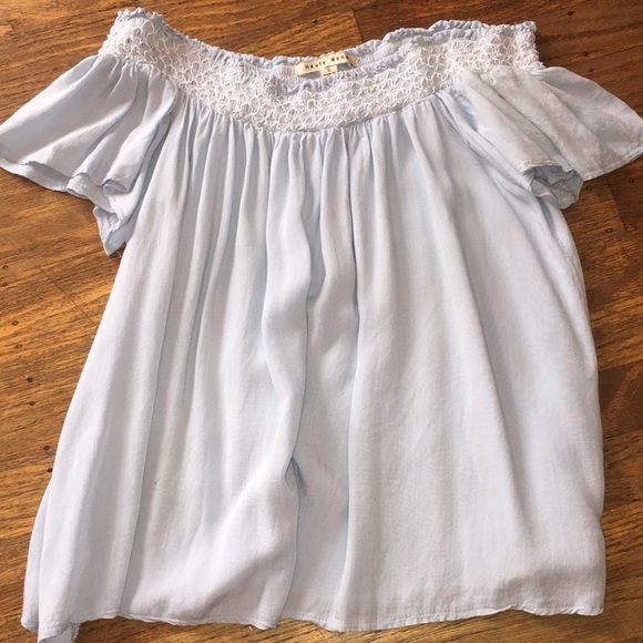 Tops | Off The Shoulder Light Blue Top | Poshmark